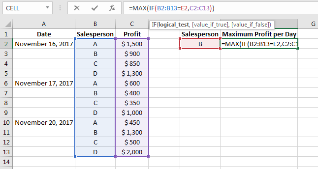 Excel Max And If
